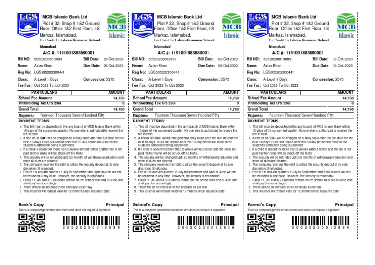 Azlan_Khan_A-Level_1-Boys_ | PDF | Cash | Fee