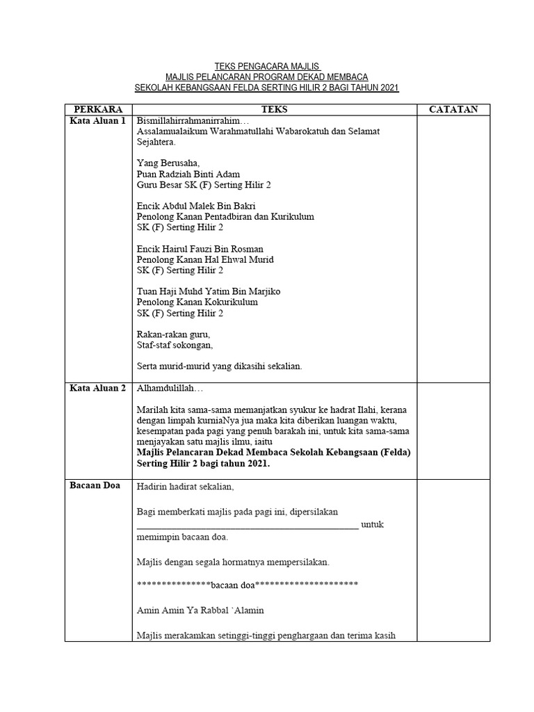 Pelancaran Dekad Membaca SK Serting Hilir 2 | PDF | Karier & Perkembangan