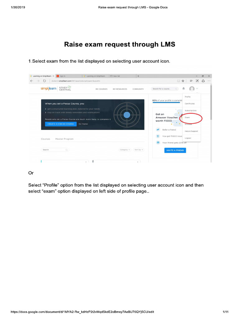 Raise Exam Request Through LMS | PDF
