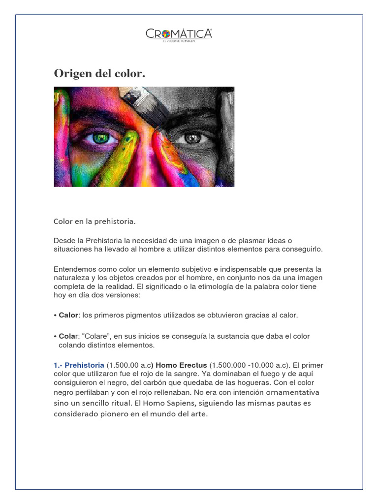 Origen e historia del color en la prehistoria | PDF | Color | Matiz