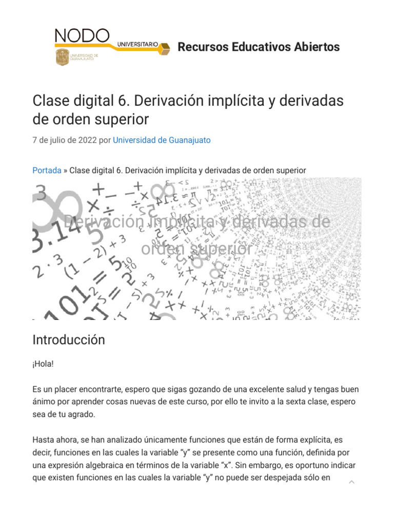 Derivación implícita y orden superior | PDF | Derivado | Variable ...