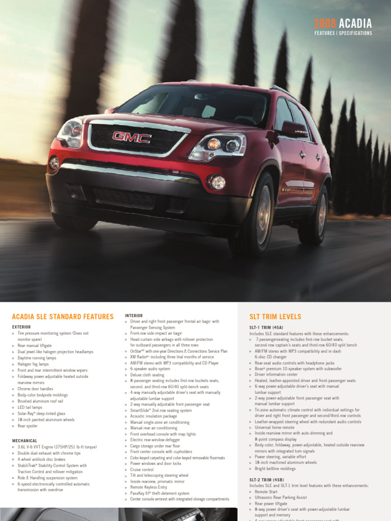 GMC - US Acadia - 2008 | PDF | Automotive Industry | Land Vehicles