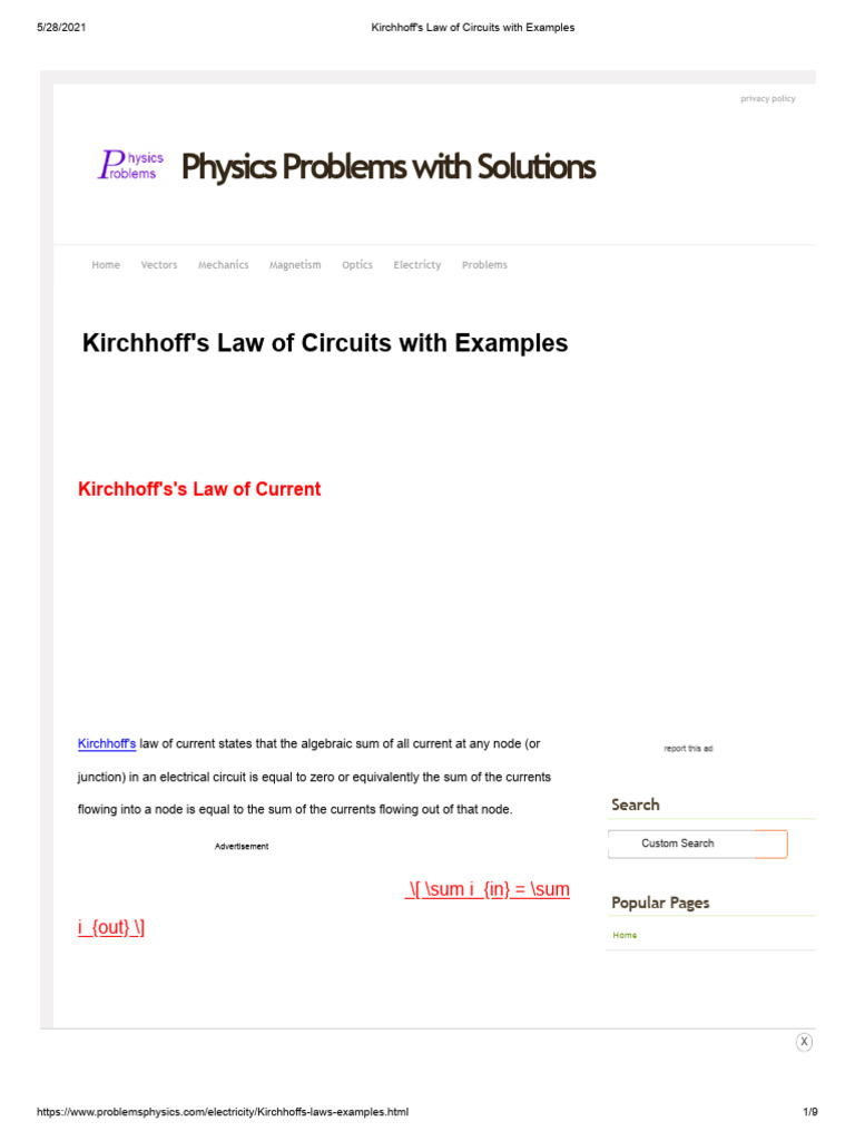 Kirchhoff's Circuit Laws Explained | PDF | Electrical Network | Voltage