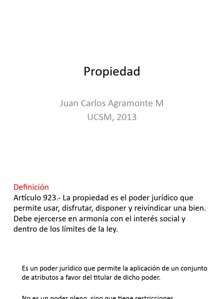 Clase 4 Derecho de Propiedad | PDF | Propiedad | Exterioridad