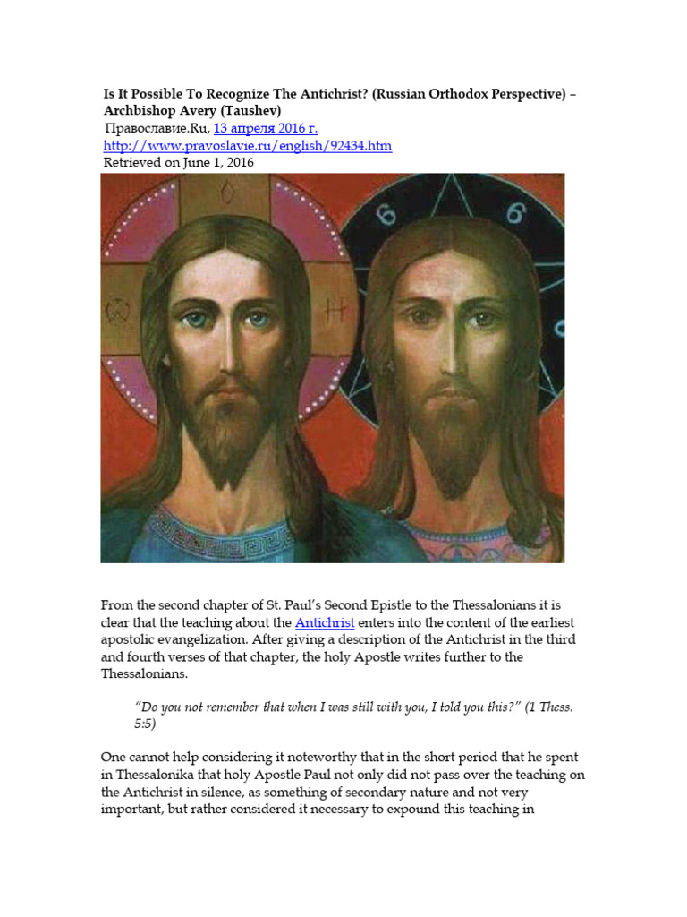 Is It Possible To Recognize The Antichrist | PDF | Antichrist | First ...
