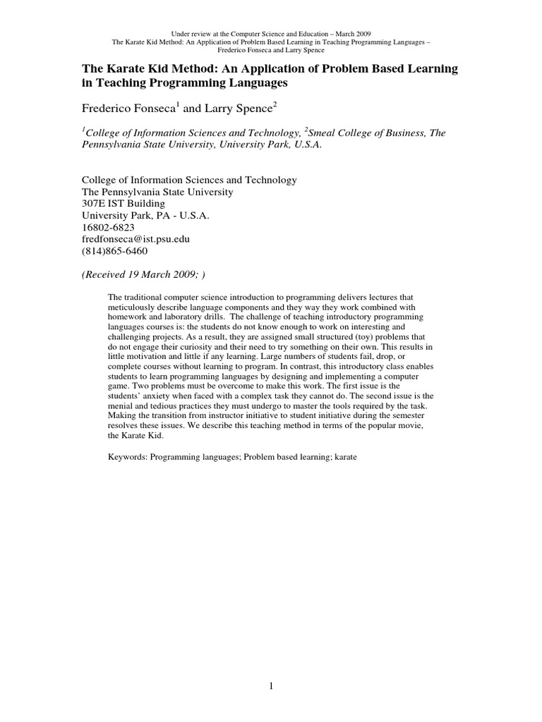 2009 - Fonseca & Spence - The Karate Kid Method An Application of ...