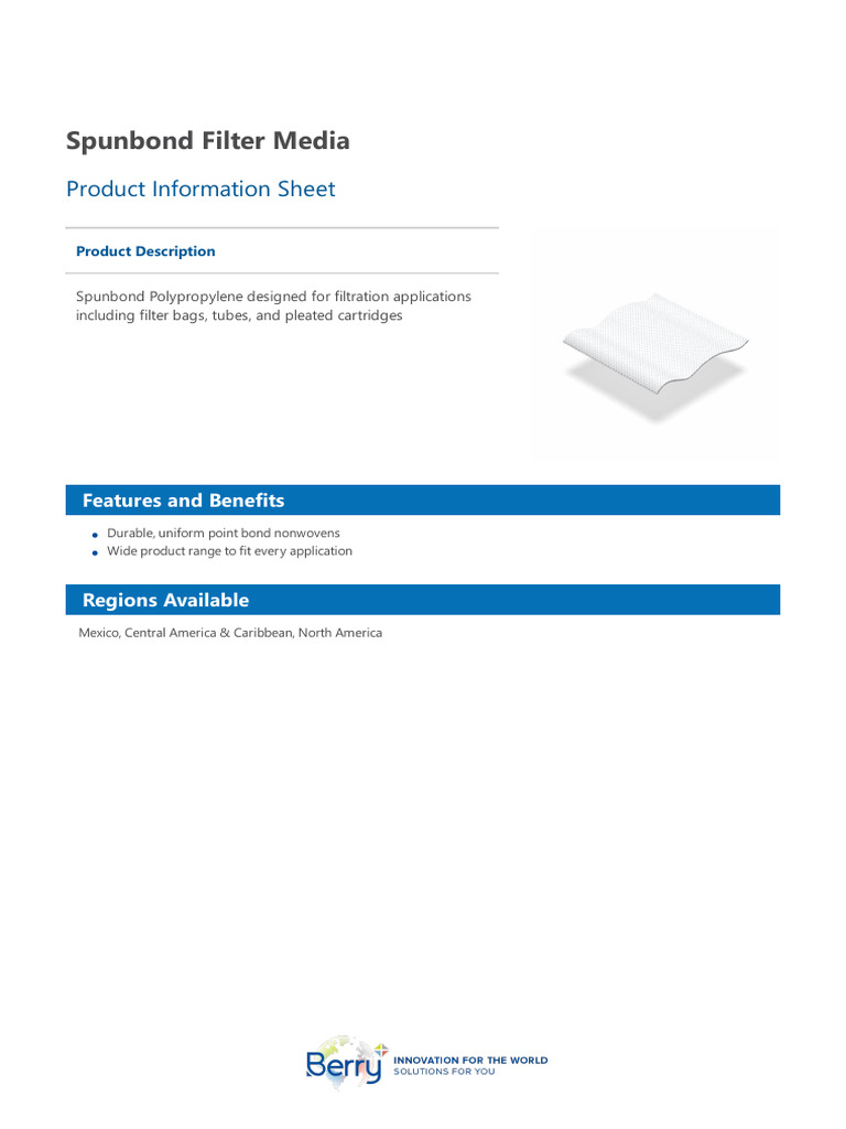 Spunbond Filter Media 13470204 | PDF