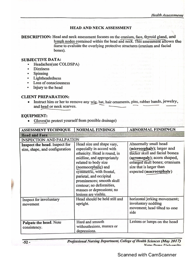 Head and Neck Assessment | PDF