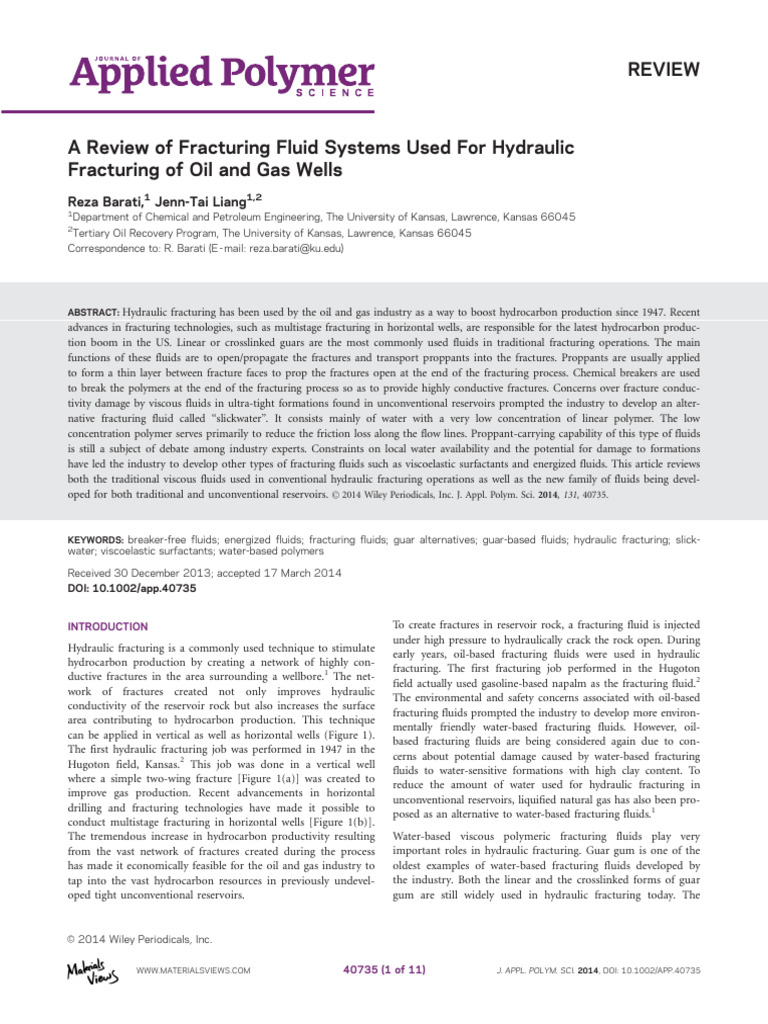 J of Applied Polymer Sci - 2014 - Barati - A Review of Fracturing Fluid ...