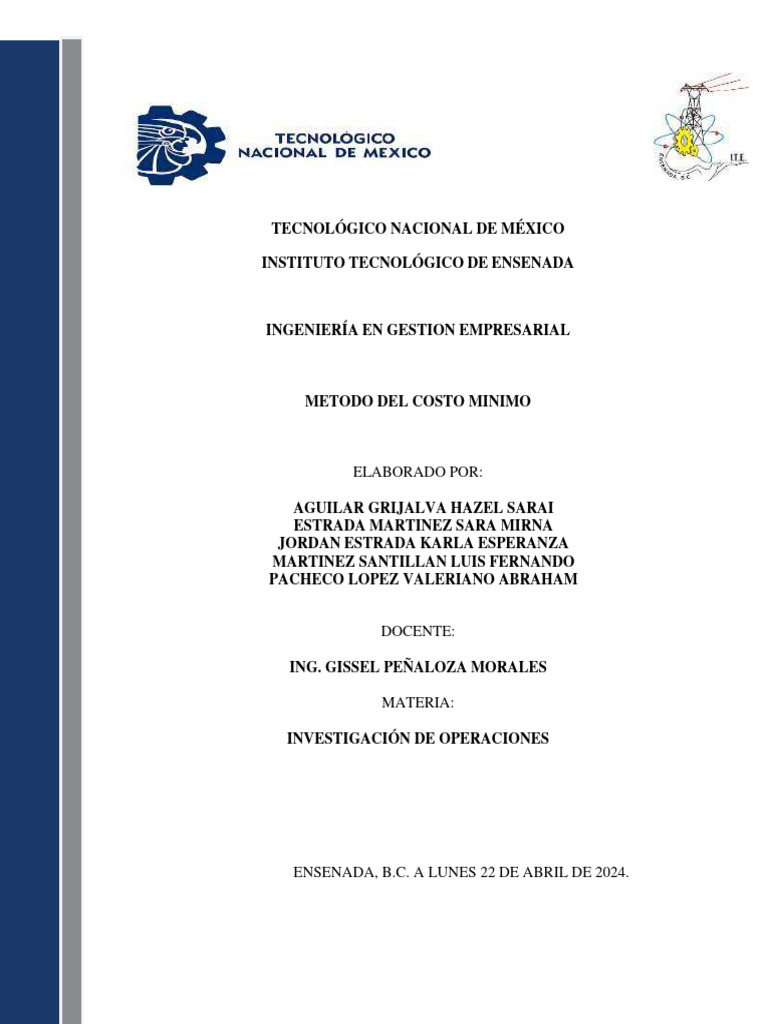 Método de Costo Mínimo en Transporte | PDF | Business | Economias