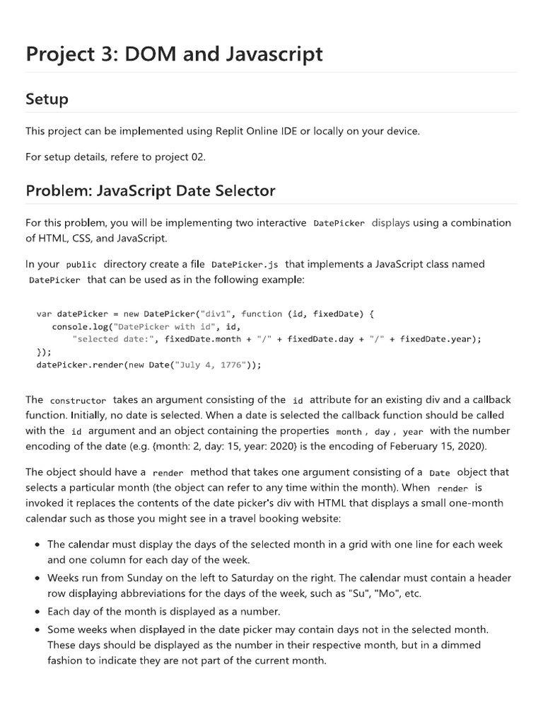 Project 3_ DOM and Javascript | PDF