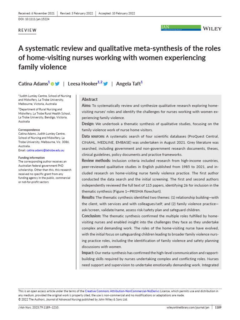 A Systematic Review and Qualitative Meta-Synthesis | PDF | Systematic ...