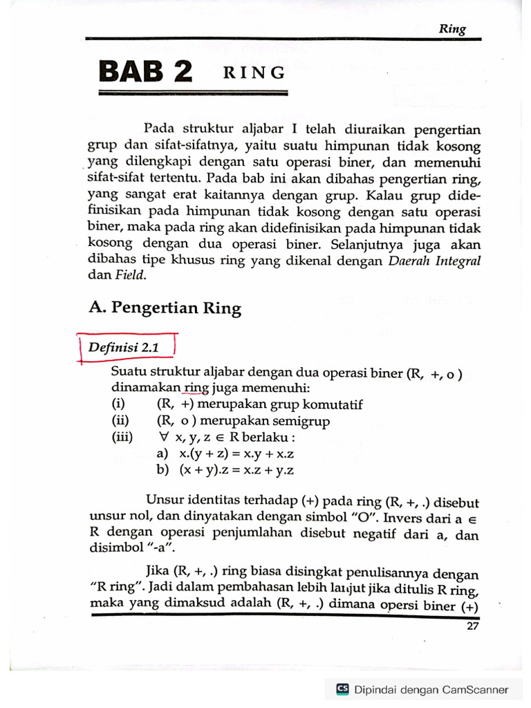 BAB 2 RING (buku Teori Ring - Suradi Tahmir) | PDF