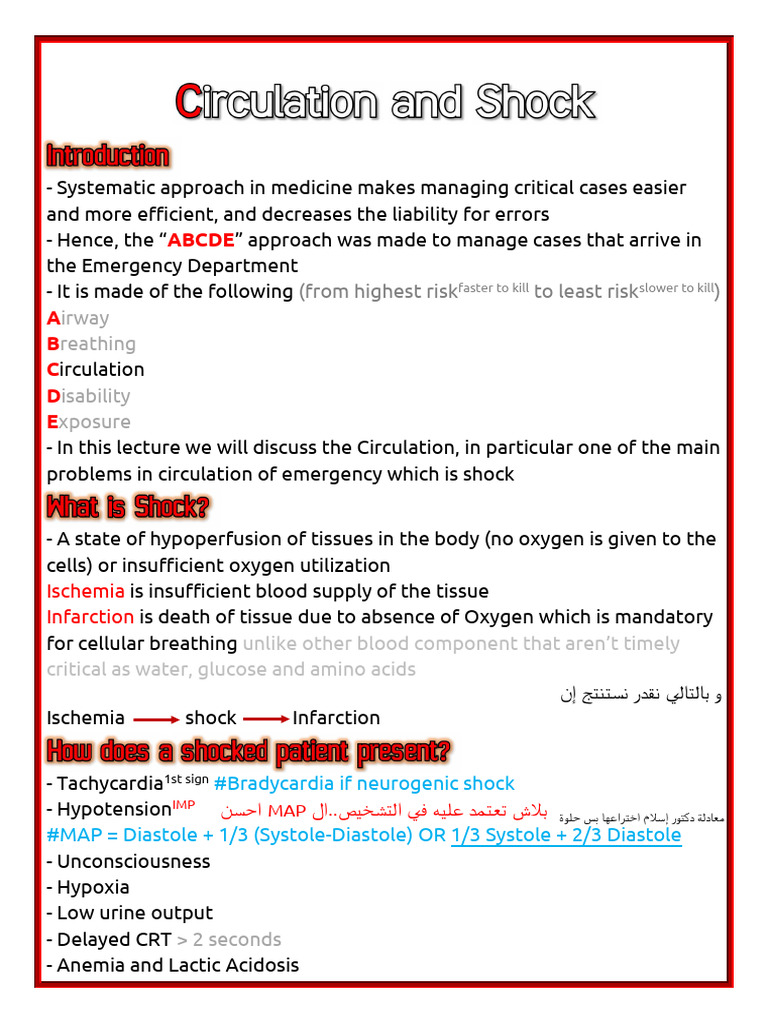 Circulation and Shock Recap 1.31 | PDF | Shock (Circulatory) | Physiology