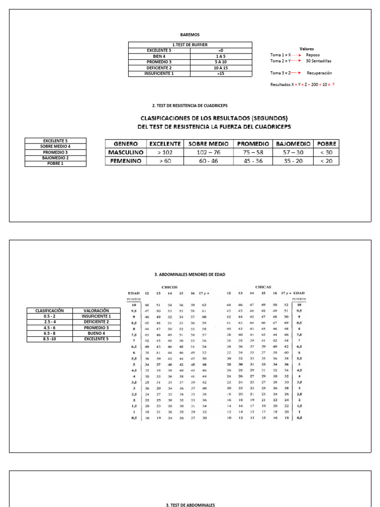 Baremos Evaluación de La Condición Física | PDF