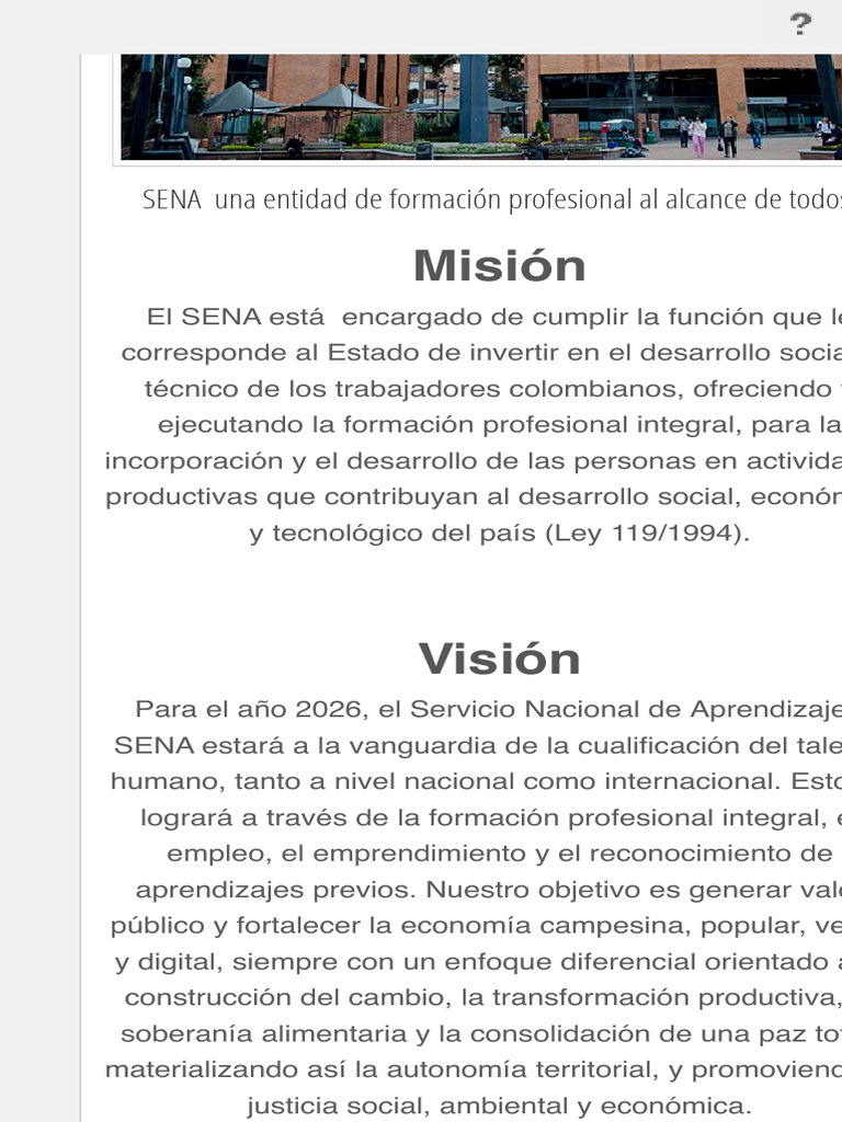 Misión y Visión SENA | PDF