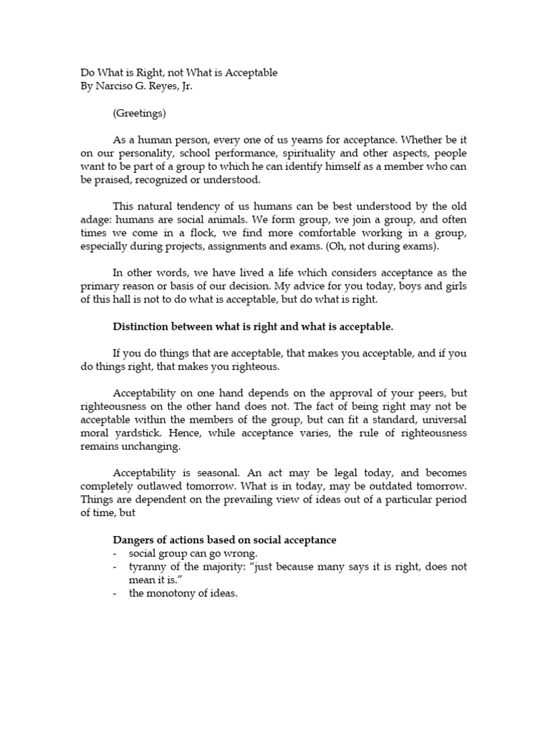 Choose Righteousness Over Acceptance | PDF | Lifestyle