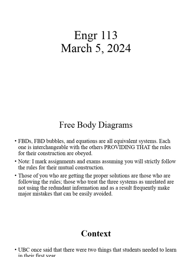 Engr 113 - FBD Review | PDF | Equations | System Of Linear Equations