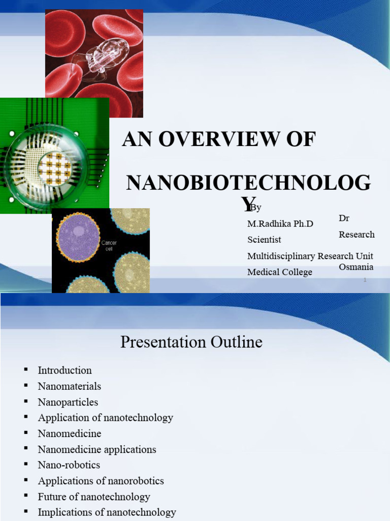An Overview of Nanobiotechnology | PDF | Nanotechnology | Nanomedicine
