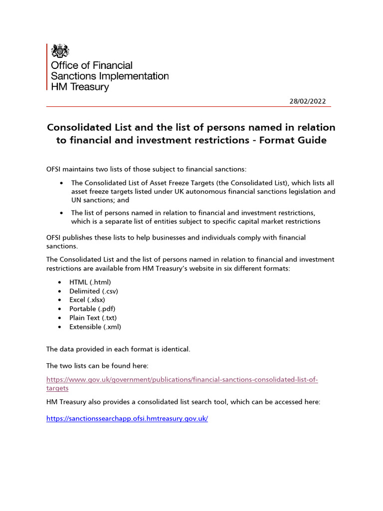 HMT_Consolidated_List_Format_Guide | PDF | Identity Document | Text File