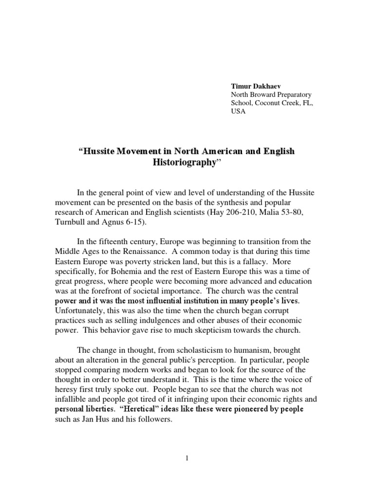 Hussite Movement by Timur Dakhaev | PDF | Protestant Reformation ...