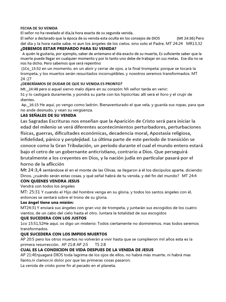 Exposicion de La Segunda Venida de Cristo | PDF | Segundo advenimiento | Creencia religiosa y ...