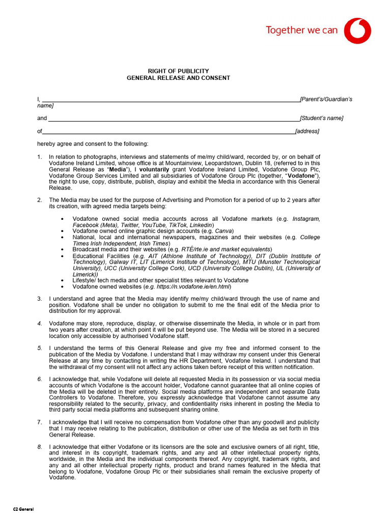 Transition Year Media Consent Form | PDF | Trademark | Social Media