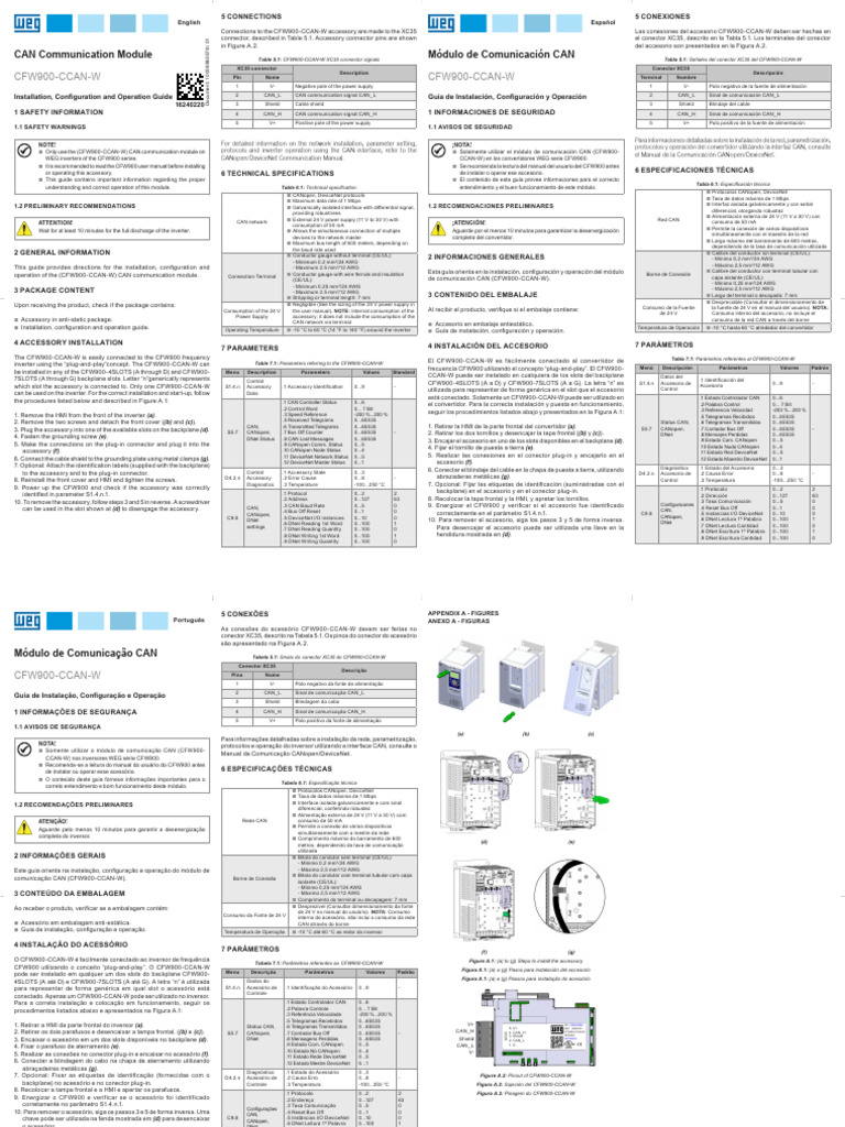 WEG CFW900 CCAN W Communication Module 10008985578 PT en Es | PDF | Ingeniería Informática ...