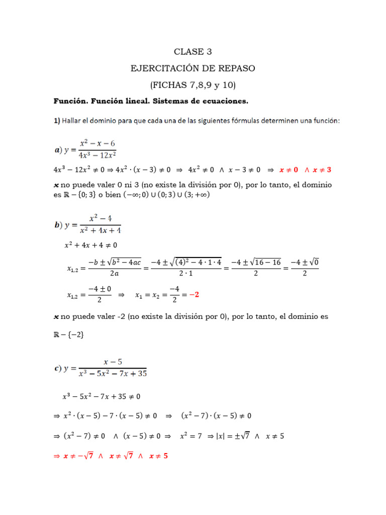 TP REPASO CLASE 3 MATEMATICA - Resuelto | PDF | Matemáticas | Análisis matemático