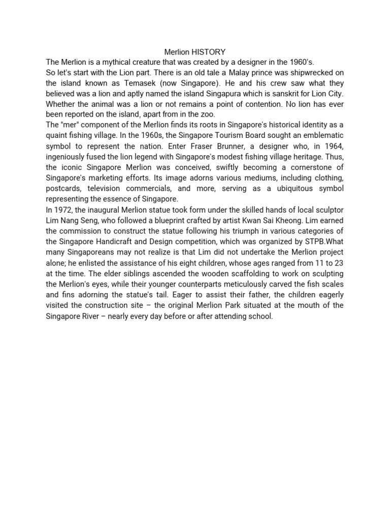 Merlion HISTORY | PDF | Travel | Art