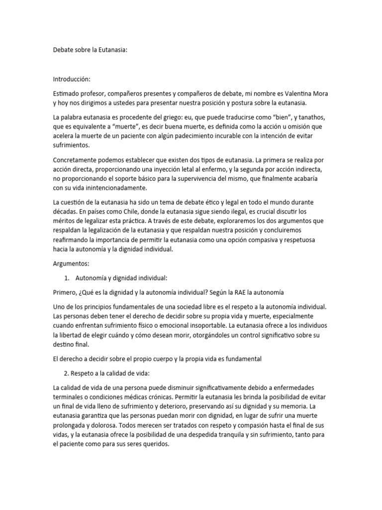 Debate Sobre La Eutanasia | PDF | Cuidados paliativos