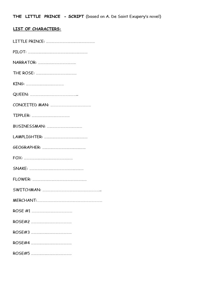 The Little Prince Script Adaptation | PDF | The Little Prince