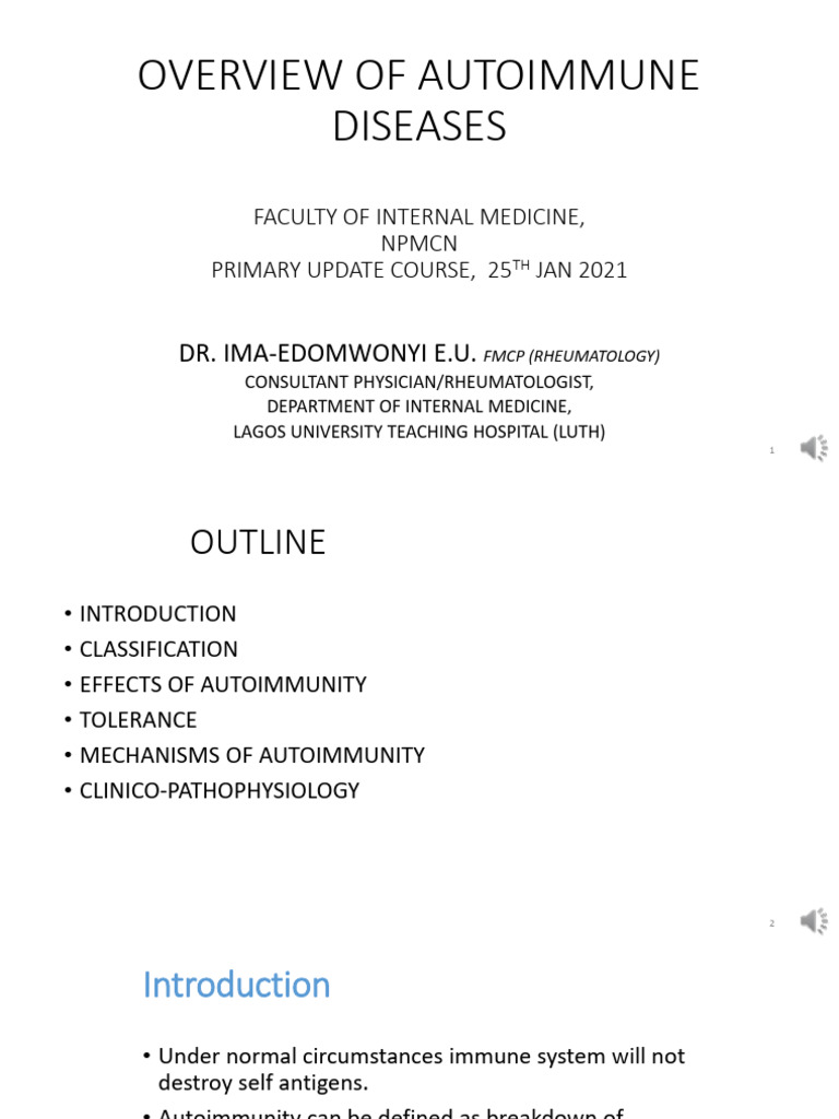Overview of Autoimmune Diseases | PDF | Immune Tolerance | Immune System