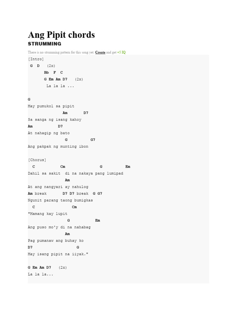 Ang Pipit Chords | PDF