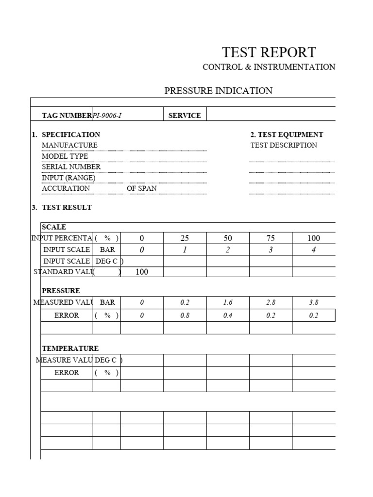Pressure Test Report Summary | PDF