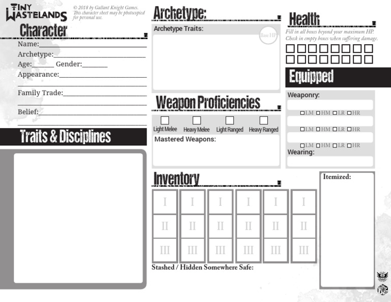 TW Character - Sheet PrintFriendly Ver1.1 | PDF | Role Playing Games ...
