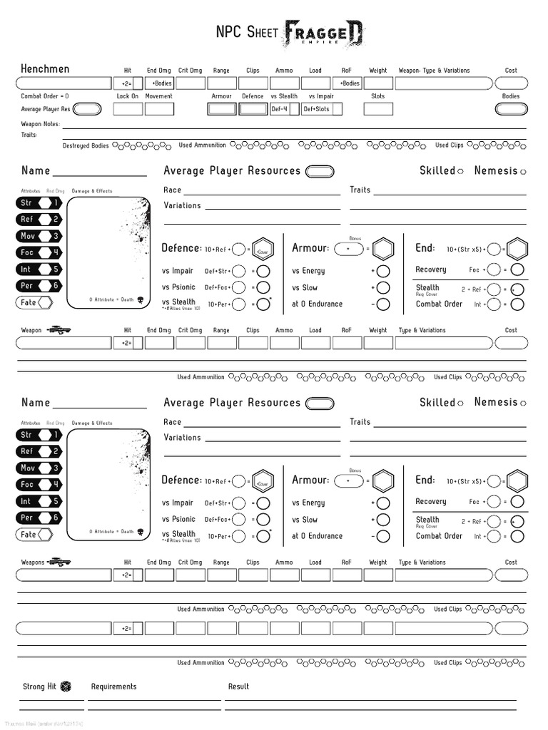 NPC_Sheets_-_Standard_-_Interactive | PDF | Ammunition | Military