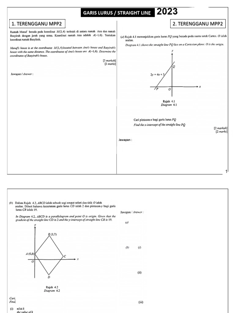 Latihan Garis Lurus Tingkatan 3 | PDF