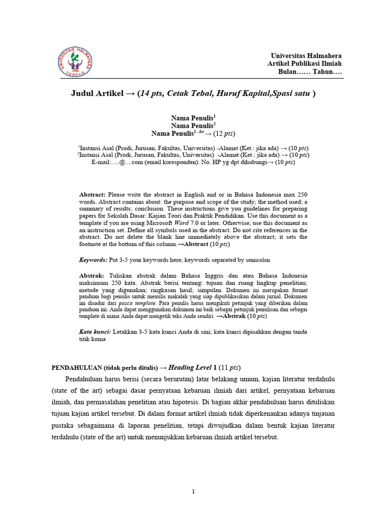 Universitas Halmahera Tamplate Artikel | PDF