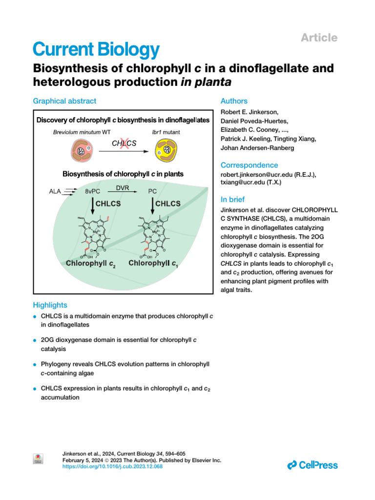 PIIS0960982223017682 | PDF | Chlorophyll | Chloroplast