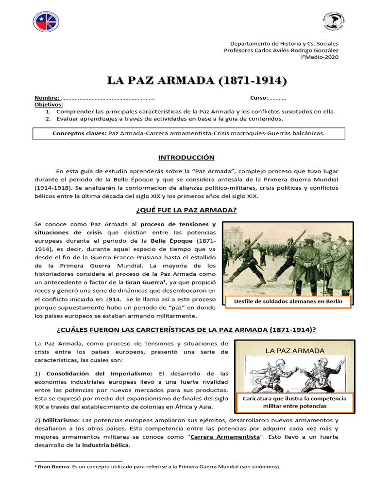 i-medio-material-sesic3b3n-16-la-paz-armada-contenidos-y-actividades | PDF | Tercera República ...