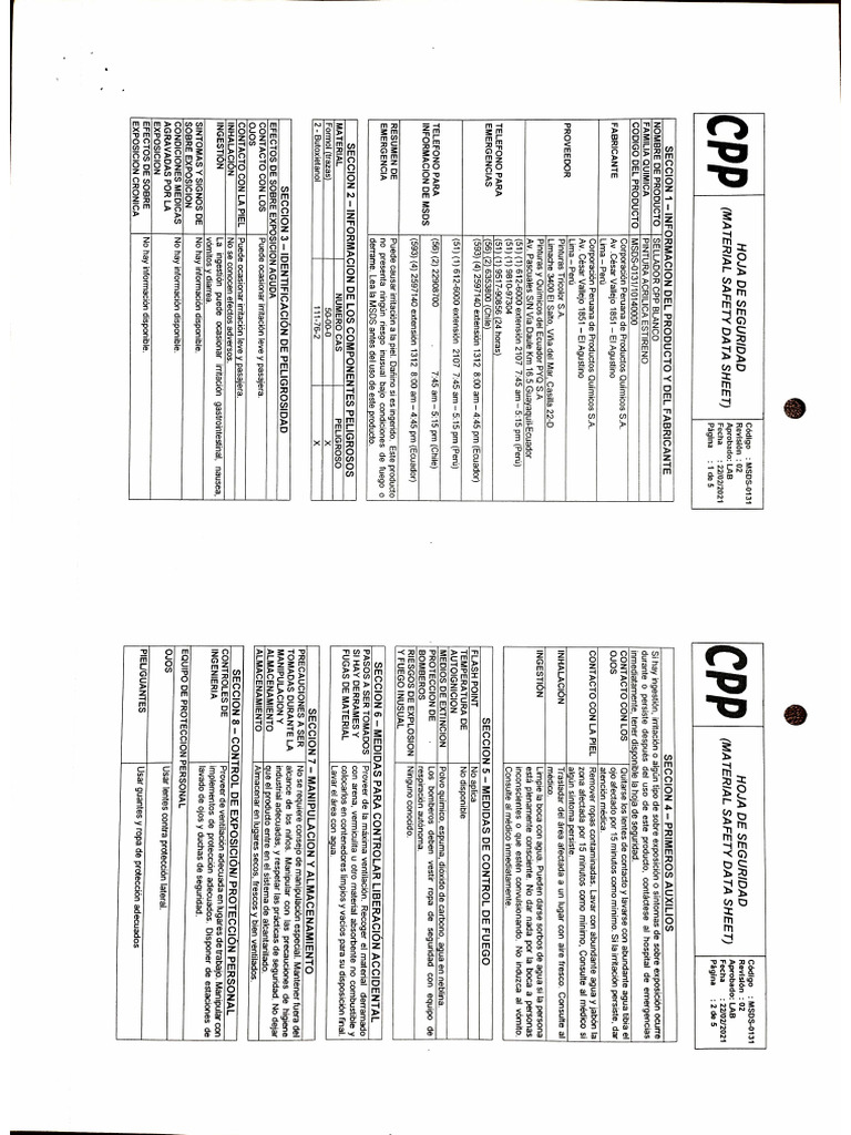 MSDS SELLADOR CPP | PDF