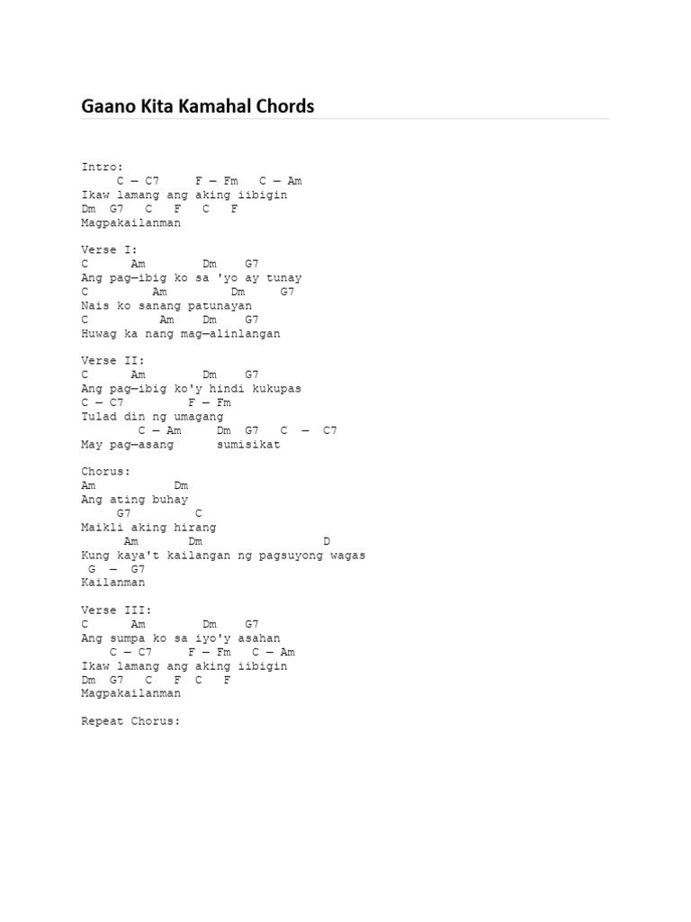 Gaano Kita Kamahal Chords | PDF