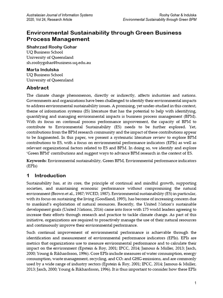 Green BPM for Environmental Sustainability | PDF | Business Process ...