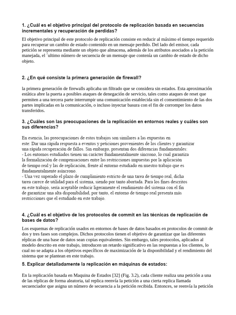 Preguntas | PDF | Replicación (Computación) | Computación distribuída