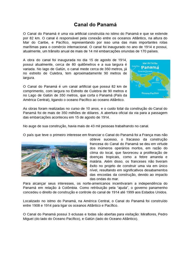 Canal do Panamá: História e Importância | PDF | Canal do Panamá