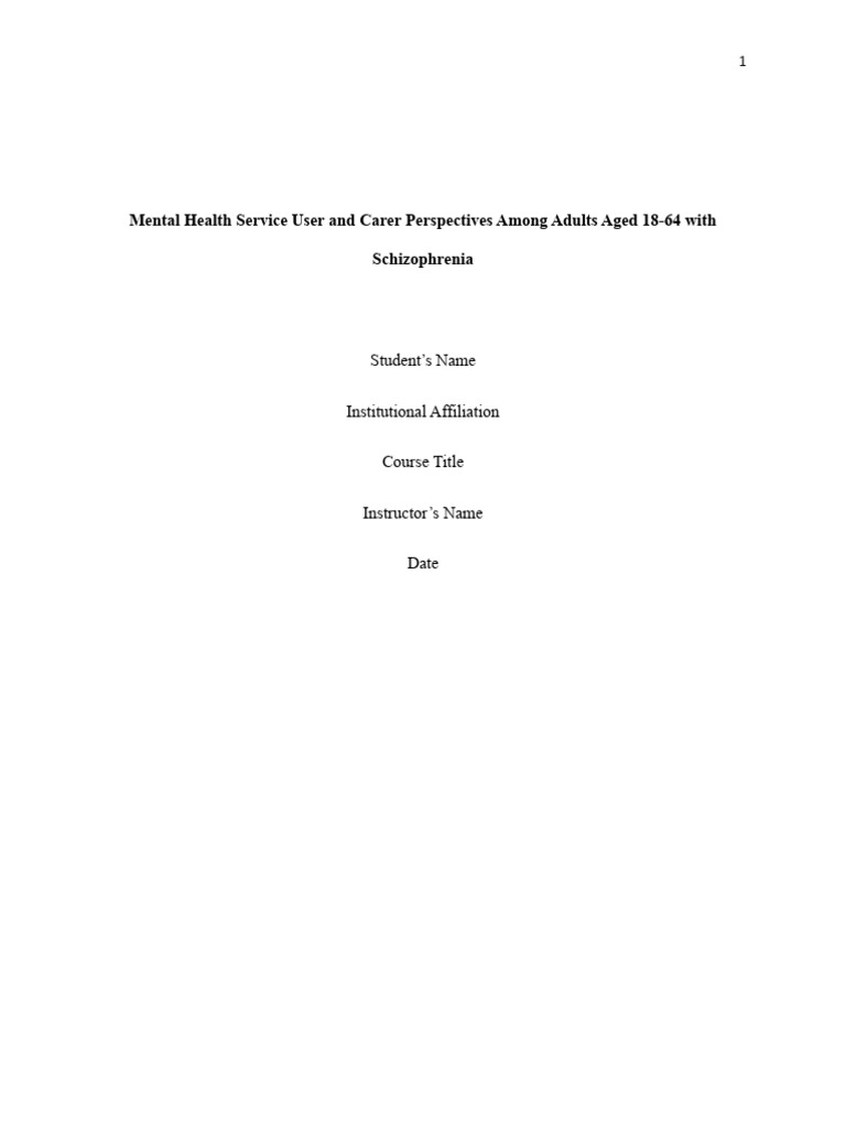 Mental Health And Society Assignment 1 Report Pdf Mental Disorder Schizophrenia