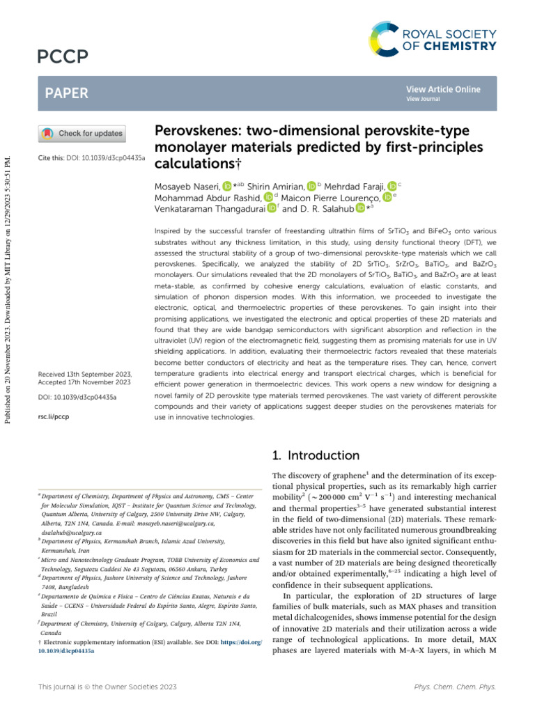 Paper: Perovskenes: Two-Dimensional Perovskite-Type Monolayer Materials ...