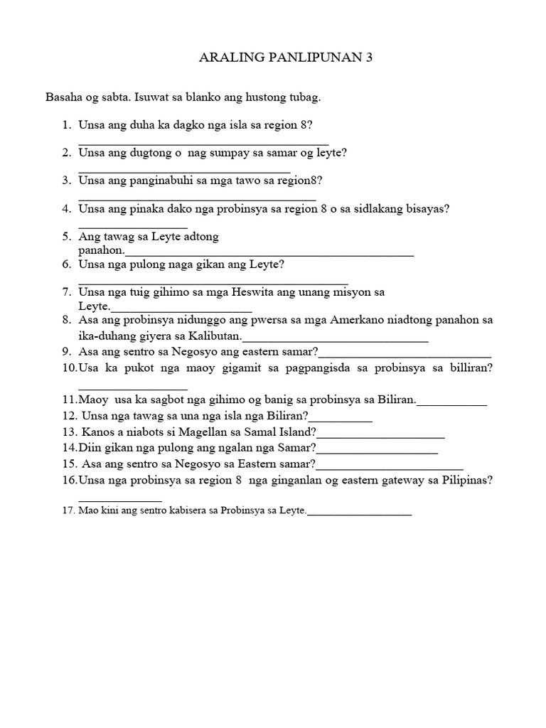 ARALING PANLIPUNAN 3 - Q2 - Testpaper | PDF