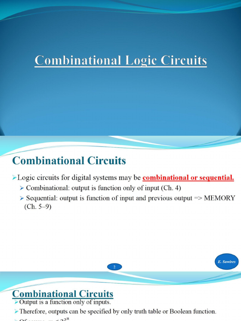 CH #4 - Combinational Circuits | PDF